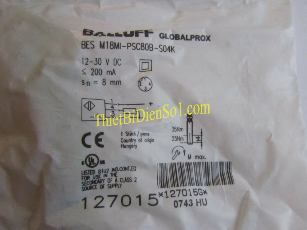 Cảm Biến Balluff Bes008M Bes M18Mi-Psc80B-S04K - Cty Thiết Bị Điện Số 1