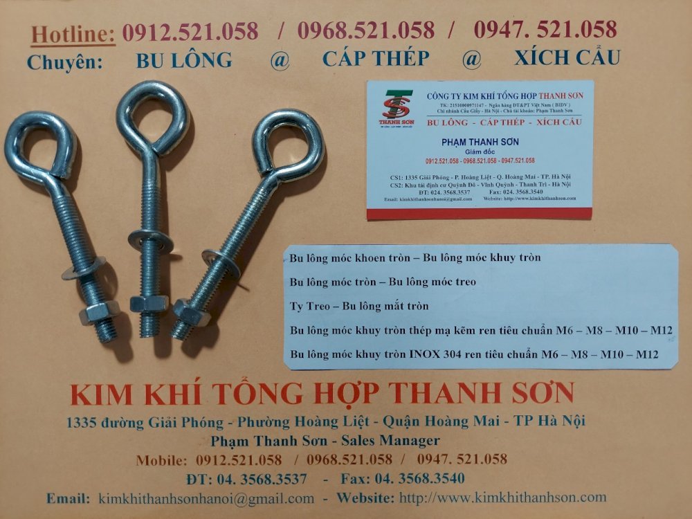 (Bu Lông Móc Treo, Ty Treo M6.M8.M10.M12 Mạ Kẽm) Tổng Đại Lý Ốc Vít Bu ...