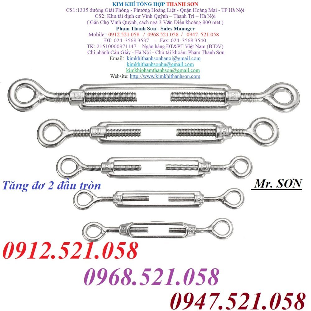 (Tăng Đơ 2 Đầu Tròn Inox 304 D10,D12,D8,D16) C.ty Cáp Thép Thanh Sơn ...