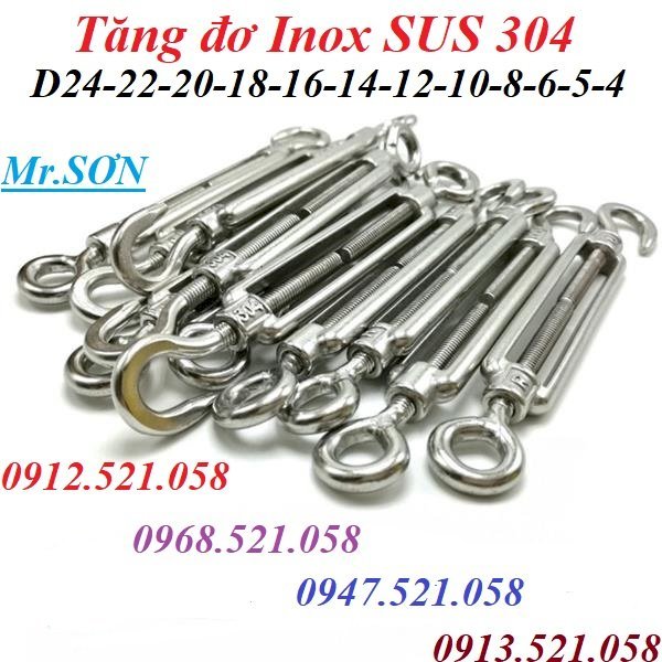(Tăng Đơ Inox 304 M10.M12.M14.M16.M18,M20,M24 Hà Nội) Cáp Inox 304 ...