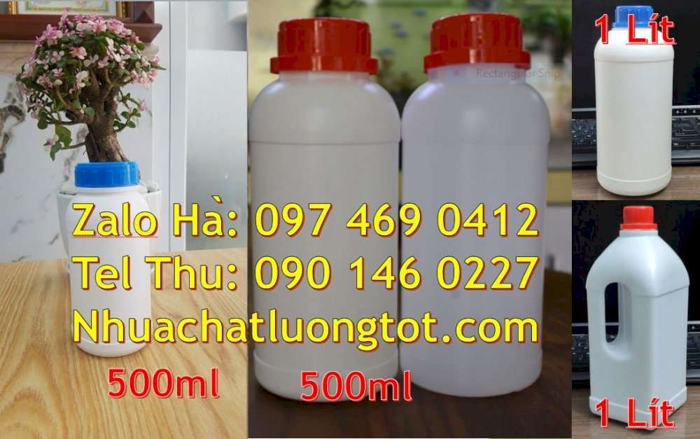 Chai 500 Ml Vặn Có Nắp Thoát Khí, Chai 500 Ml Nắp Garenty, Chai Nhựa Trắng Đục, Chai 1L Đựng Hóa ...
