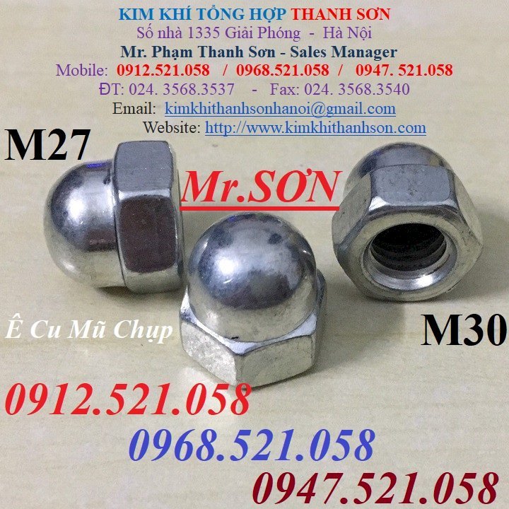(Đai Ốc Mũ Sắt Mạ Kẽm M30,M27,M24,M22.M20.M18.M16,M14) Tổng Đại Lý Bu Lông Cáp Thép Thanh Sơn Hà ...