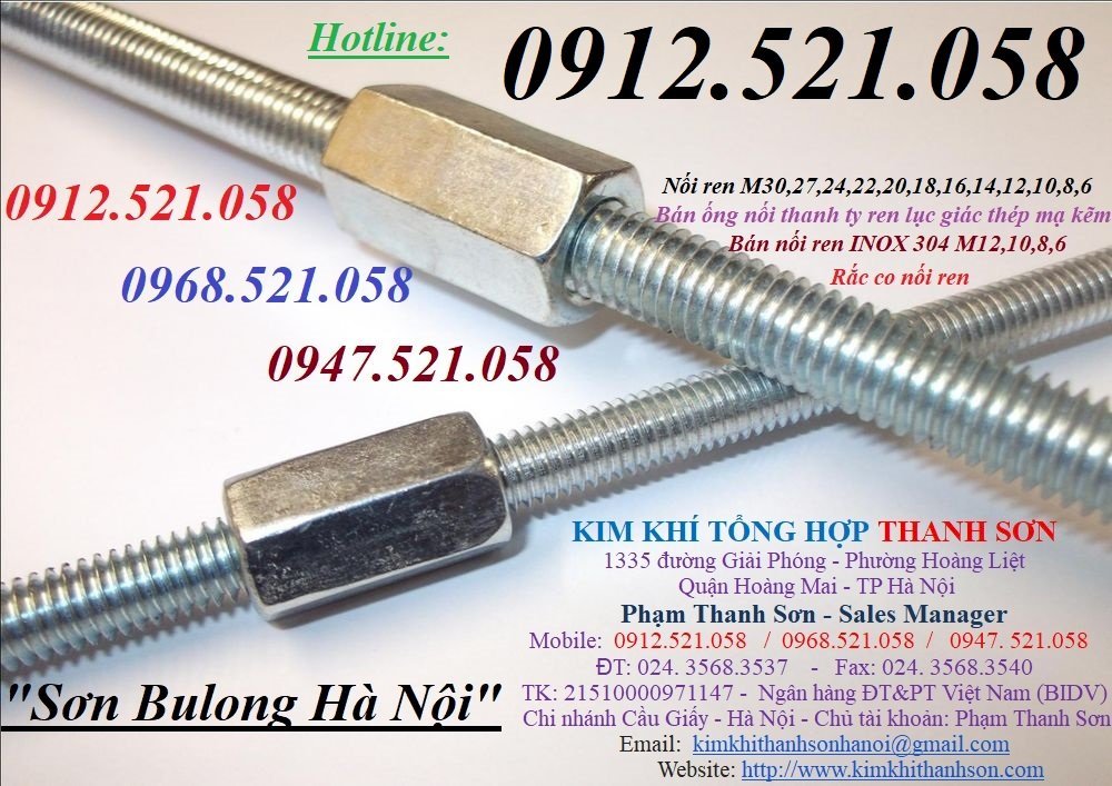 (Ống Nối Ren Lục Giác M6.M8,M10,M12.M14,M16,M18.M20,M22) Công Ty Bu ...