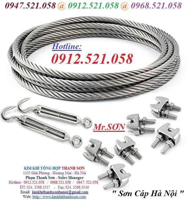 (Cáp Inox 304 D10,D8,D6,D5,D4,D3,D2,1.5,D1, Đầu Cốt Nhôm D1,D1.5,D2 Ép ...