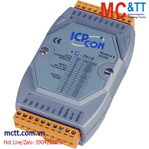 Module Rs-485 Modbus Rtu 8 Kênh Đầu Vào Tương Tự (Dòng Điện, Điện Áp, Cặp Nhiệt) Icp Das M-7018-G Cr