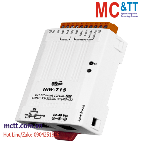 Bộ Chuyển Đổi Modbus Gateway 1 Cổng Rs-232/422/485 Sang Ethernet Icp Das Tgw-718 Cr