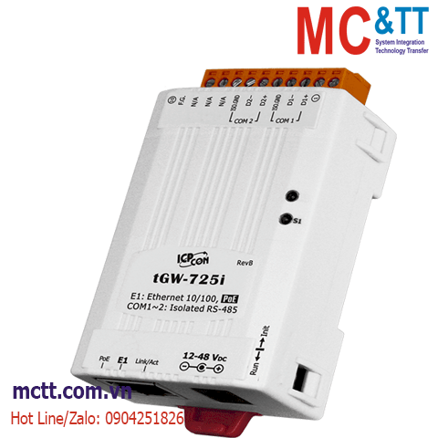 Bộ Chuyển Đổi Modbus Gateway 2 Cổng Rs-485 Sang Ethernet Icp Das Tgw-725I Cr